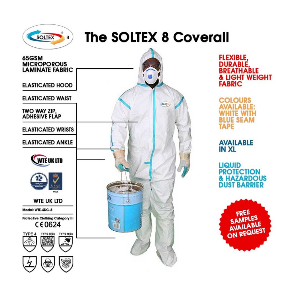 Soltex Coveralls | PPE Supplied | Masks | CAT 5 & 6 Protective Clothing